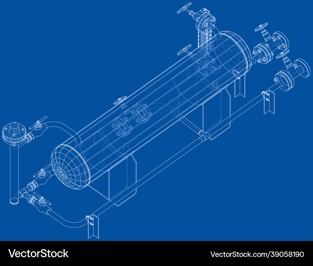 Industrial tank with valves Royalty Free Vector Image