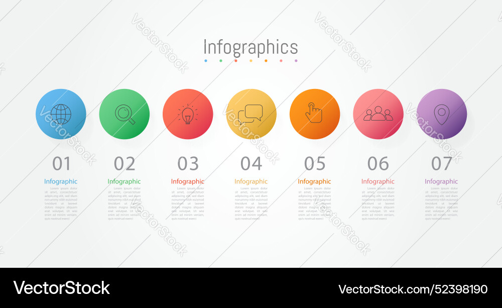 Infographic 7 options design elements Royalty Free Vector