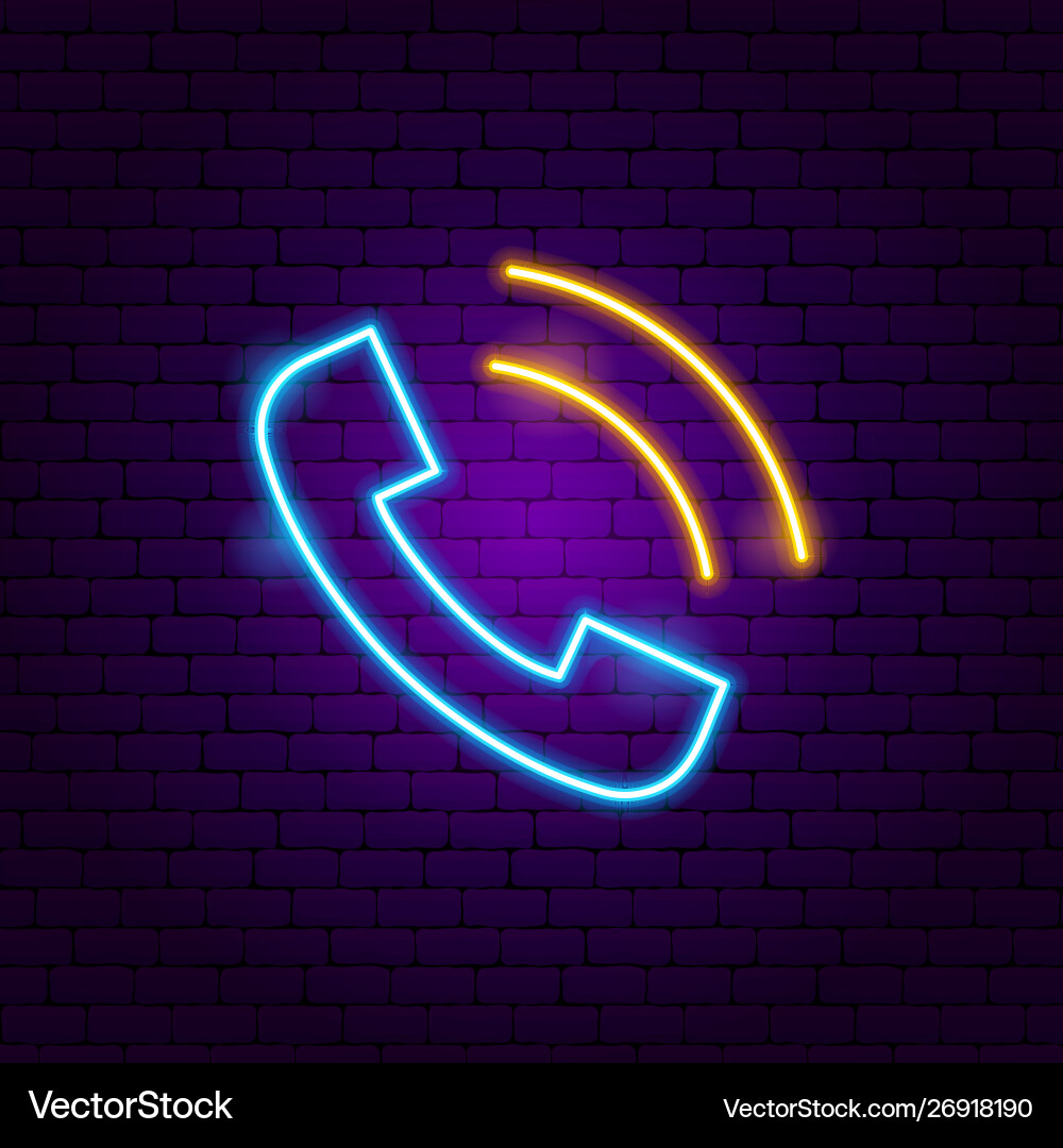 Neon Phone Call Sign Royalty Free Vector Image