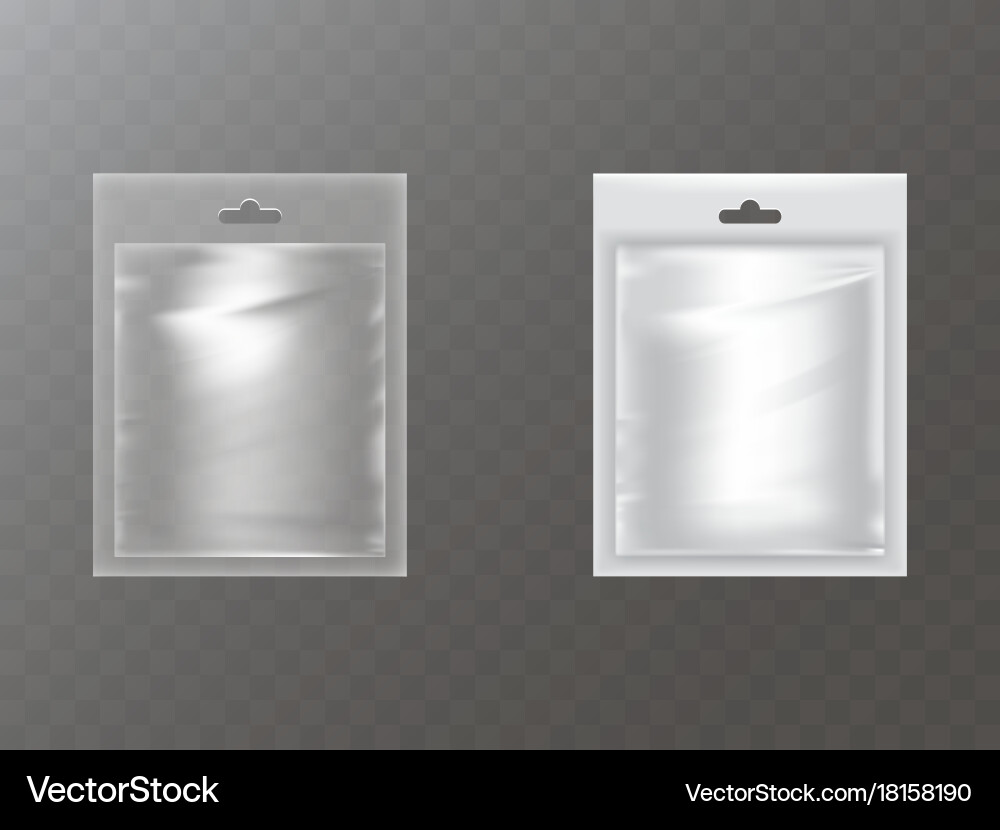 Plastic packets with hand hole realistic Vector Image