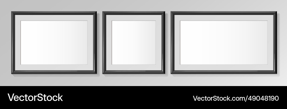 Realistic black horizontal and square frames Vector Image