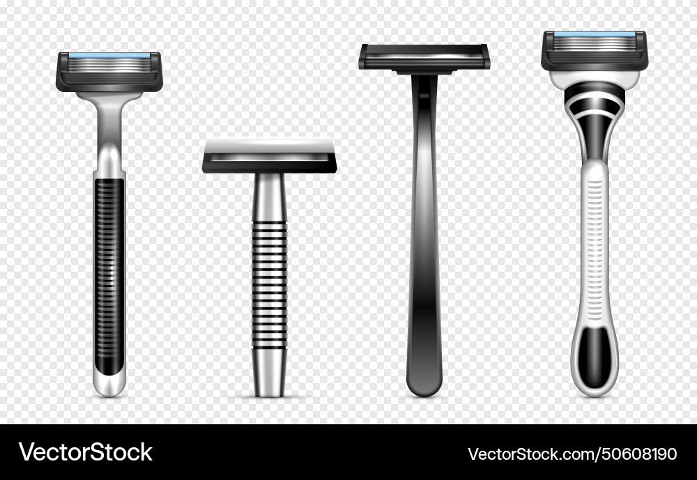 Realistic men razor set Royalty Free Vector Image