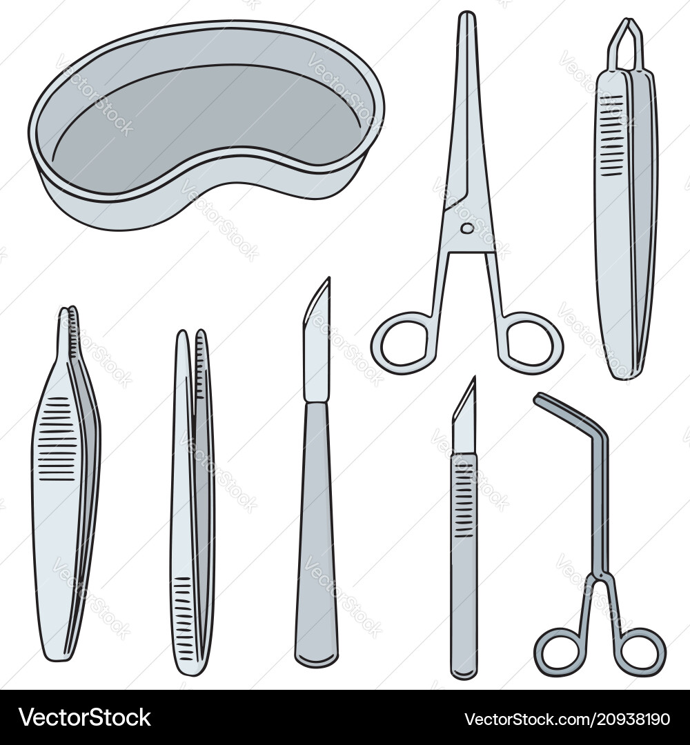 Set of surgical instrument Royalty Free Vector Image