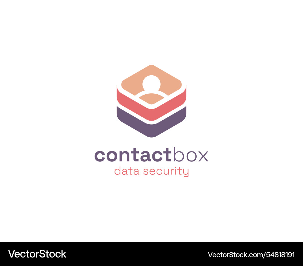 Colorful contact with stack box logo Royalty Free Vector