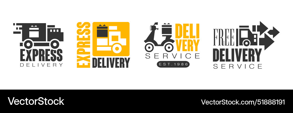 Delivery service label and logo black yellow Vector Image