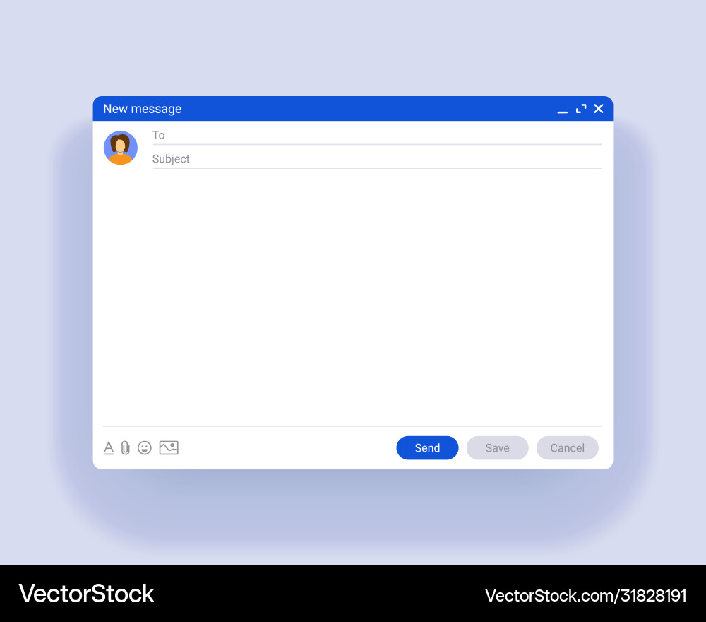 Email window template new message interface Vector Image