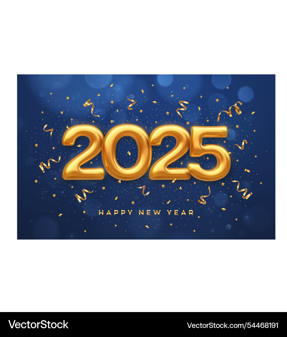 Happy new year 2025 golden 3d numbers Royalty Free Vector