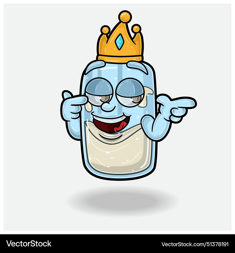Milk mascot character cartoon with smug expression