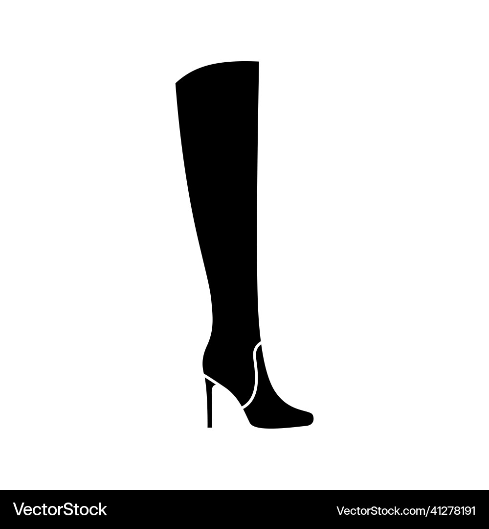 Womens high heeled boot black glyph icon isolated Vector Image