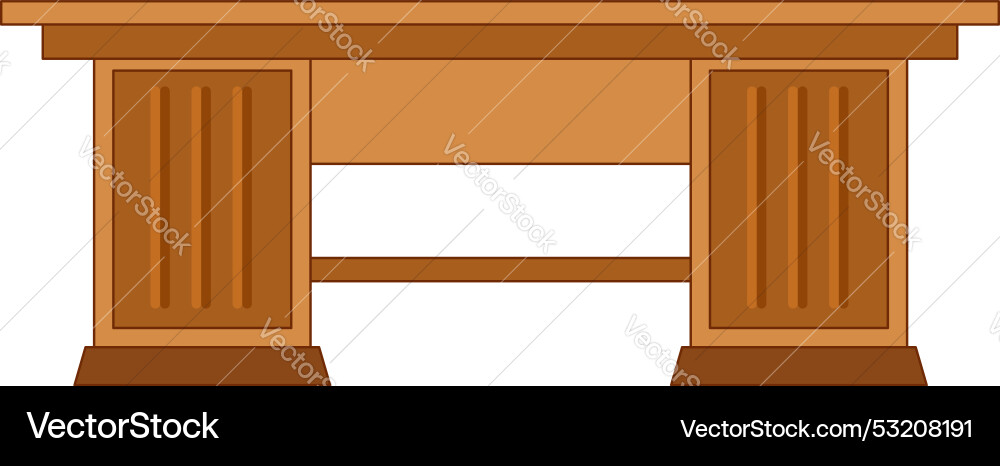 Wooden desk standing on white background Vector Image