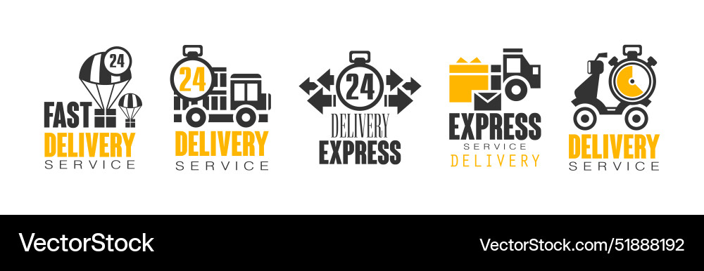 Delivery service label and logo black yellow Vector Image