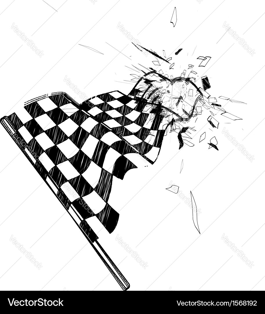 Drawing checkered flag in the dynamic style Vector Image