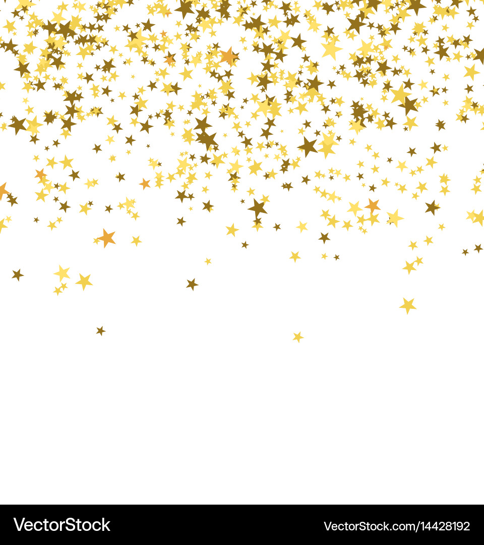 Golden stars falling from the sky on white Vector Image