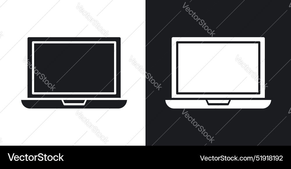 Laptop icon set in solid black and white color Vector Image