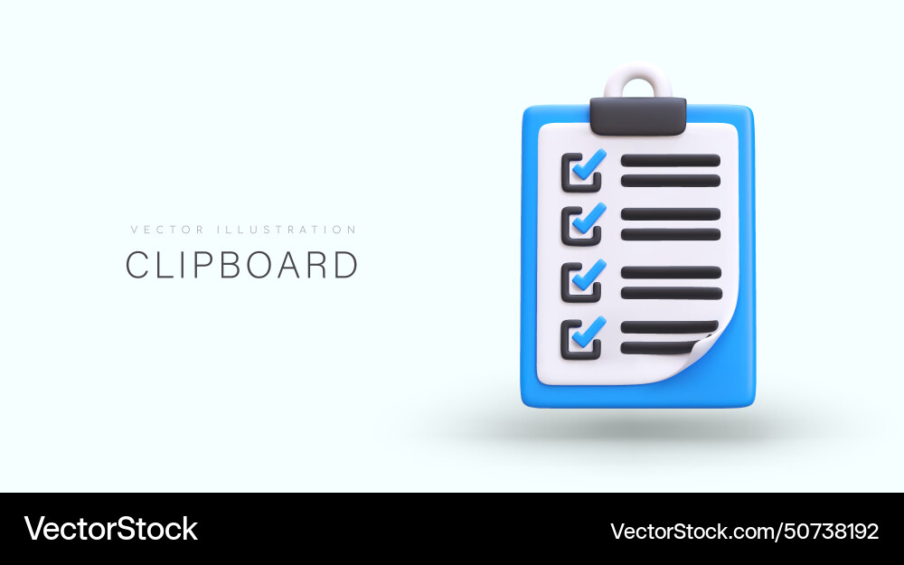 Realistic blue clipboard with attached page Vector Image