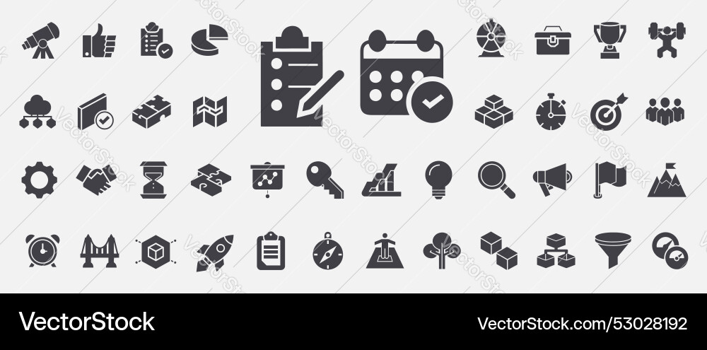 Set black white icons various concepts related Vector Image