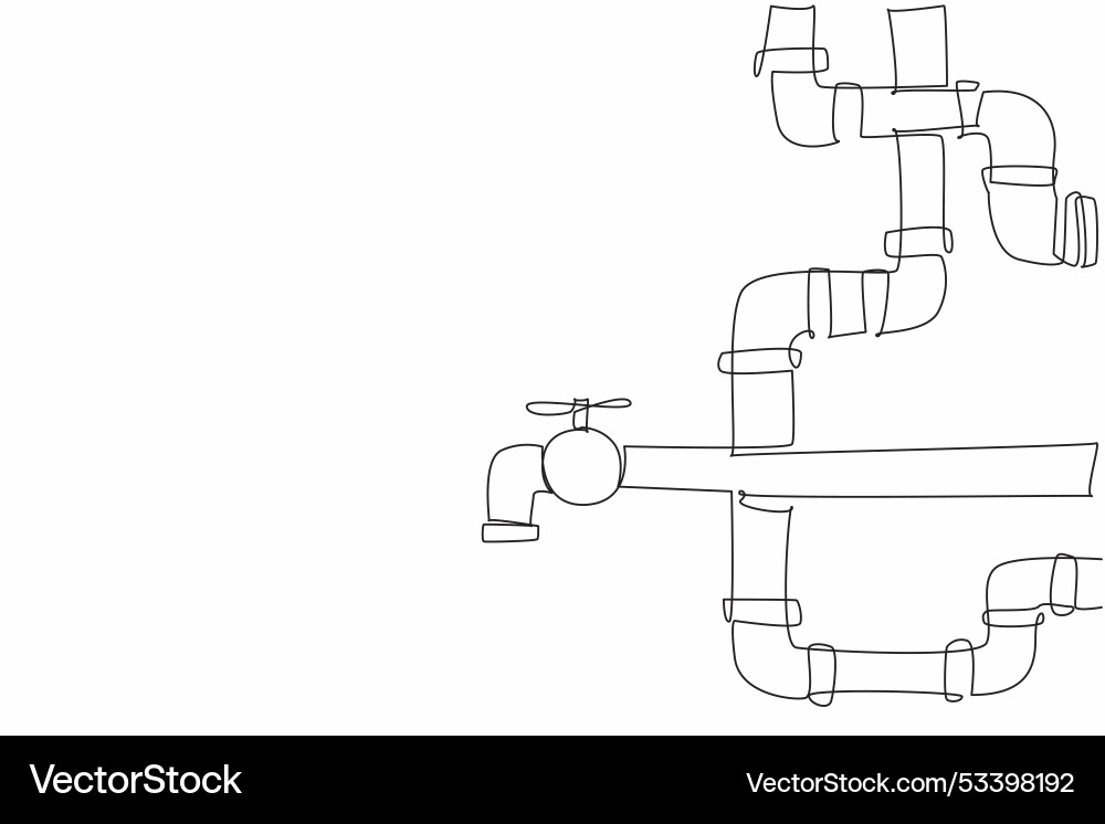 Single one line drawing pipeline installation Vector Image