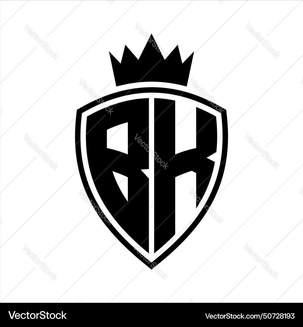 Bk letter monogram shield and crown outline shape Vector Image