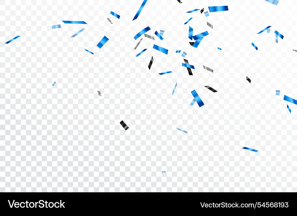 Blue confetti and ribbon banner Royalty Free Vector Image