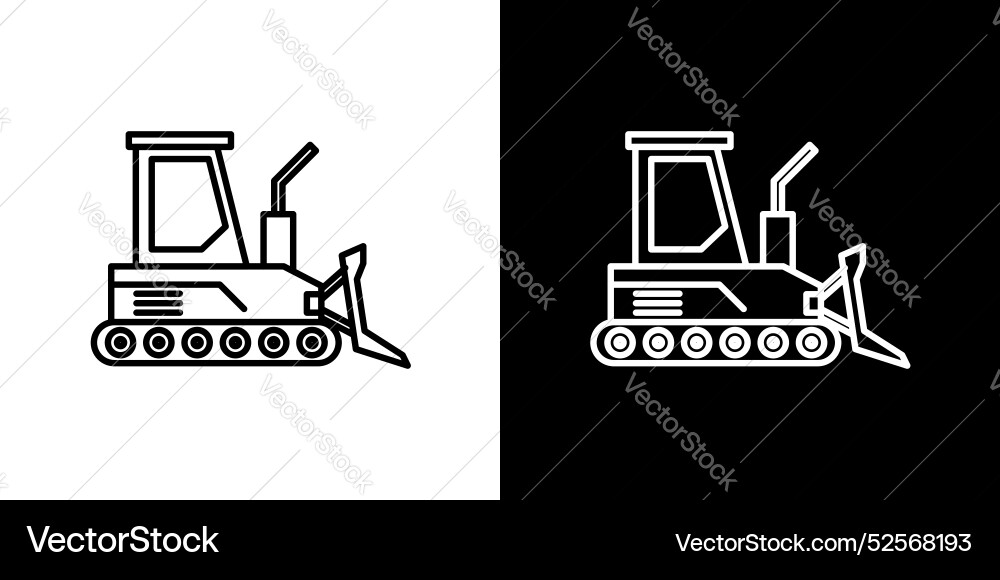Bulldozer icon set on white background Royalty Free Vector