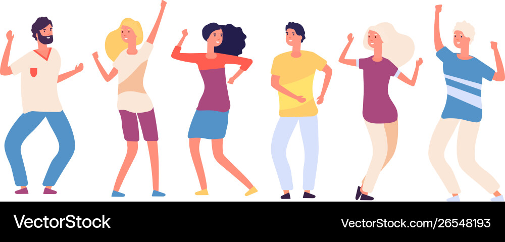 Cartoon dancing people happy young persons dance Vector Image