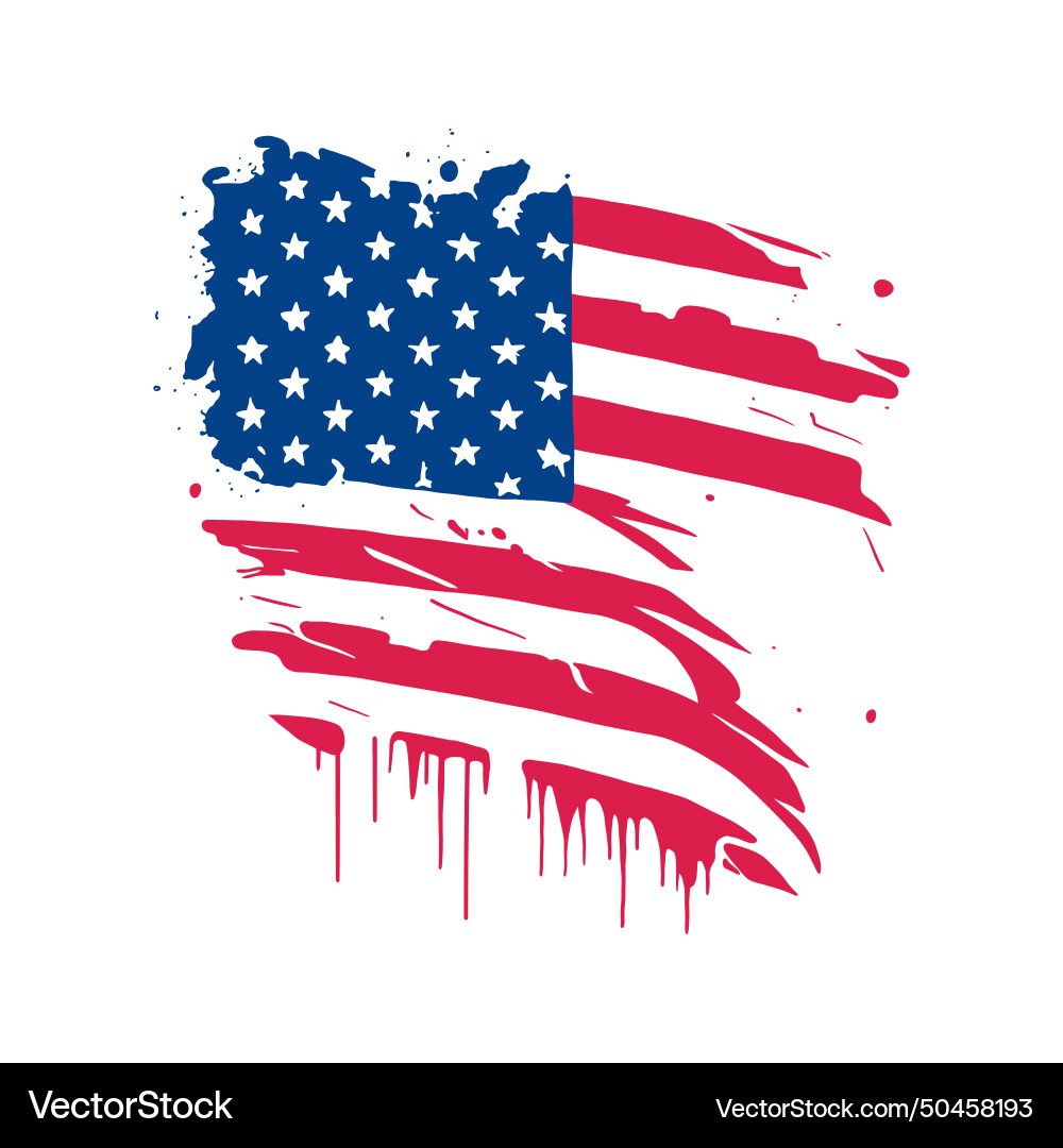 Minimalist american flag drawn with a grunge Vector Image