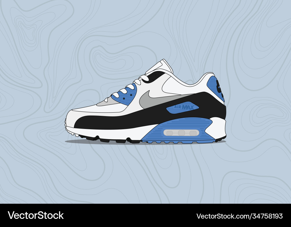 Nike Air Max 90 Blue OG Royalty Free Vector Image