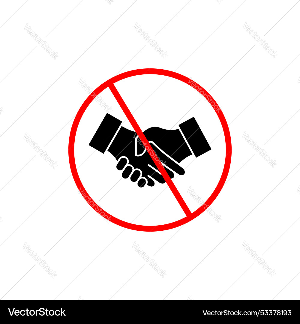 No handshake sign icon set forbidden shake hand Vector Image