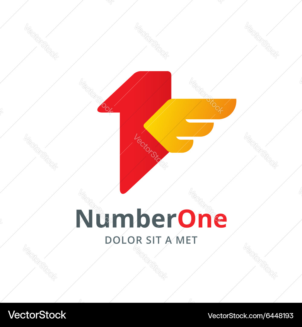 Number one 1 bird wing logo icon design template Vector Image