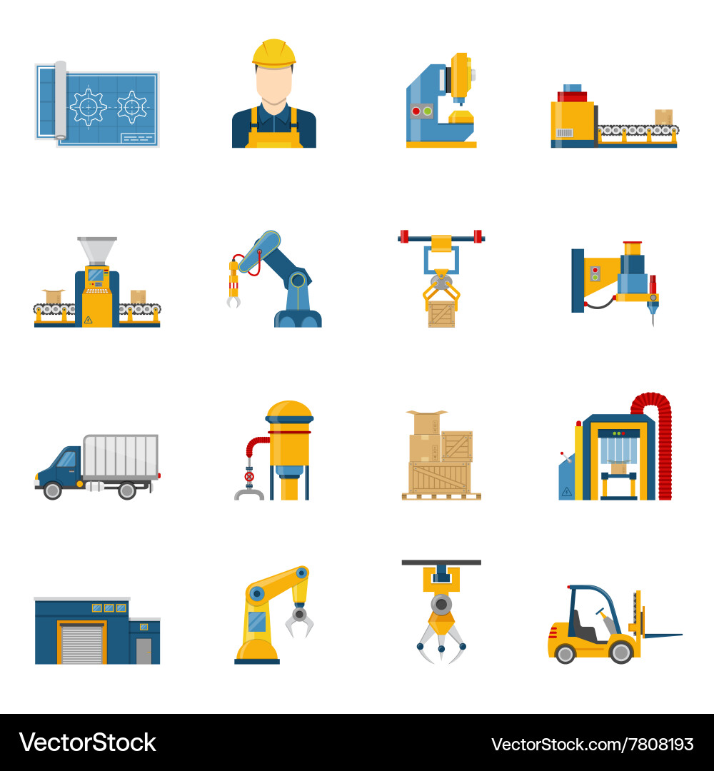 Production line icons isolated Royalty Free Vector Image
