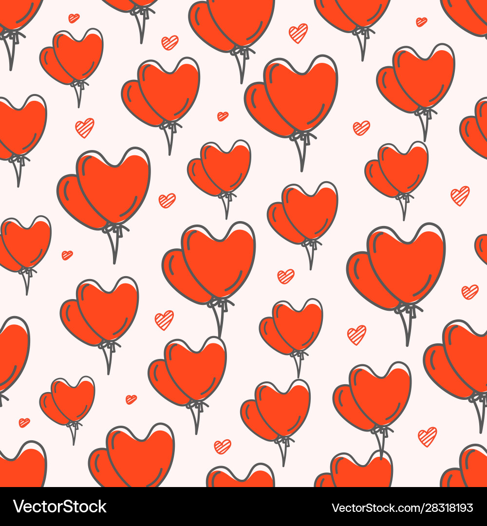Red Balloon Valentine's Day Pattern Royalty Free Vector