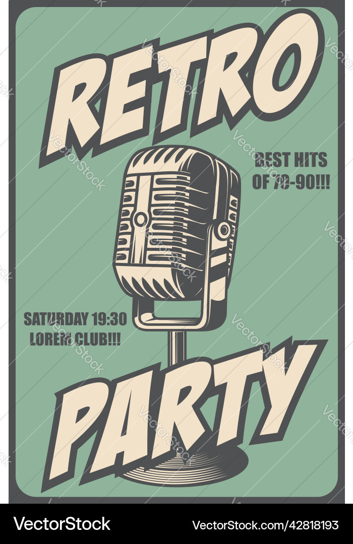 Retro party poster template with style Royalty Free Vector