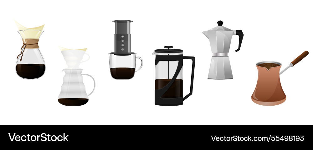 Set of different coffee makers Royalty Free Vector Image