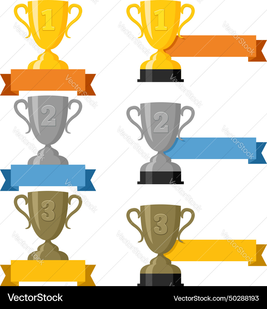 Trophey cup first second third Royalty Free Vector Image