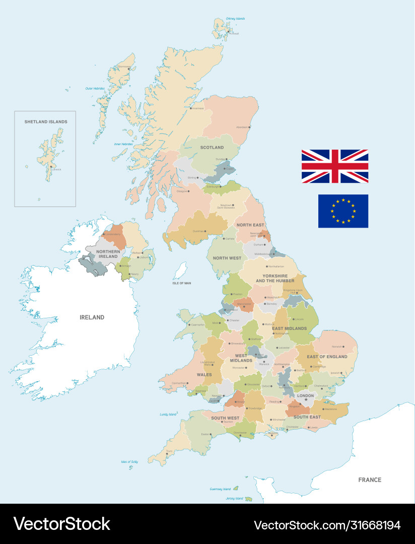 Colorful map uk Royalty Free Vector Image - VectorStock