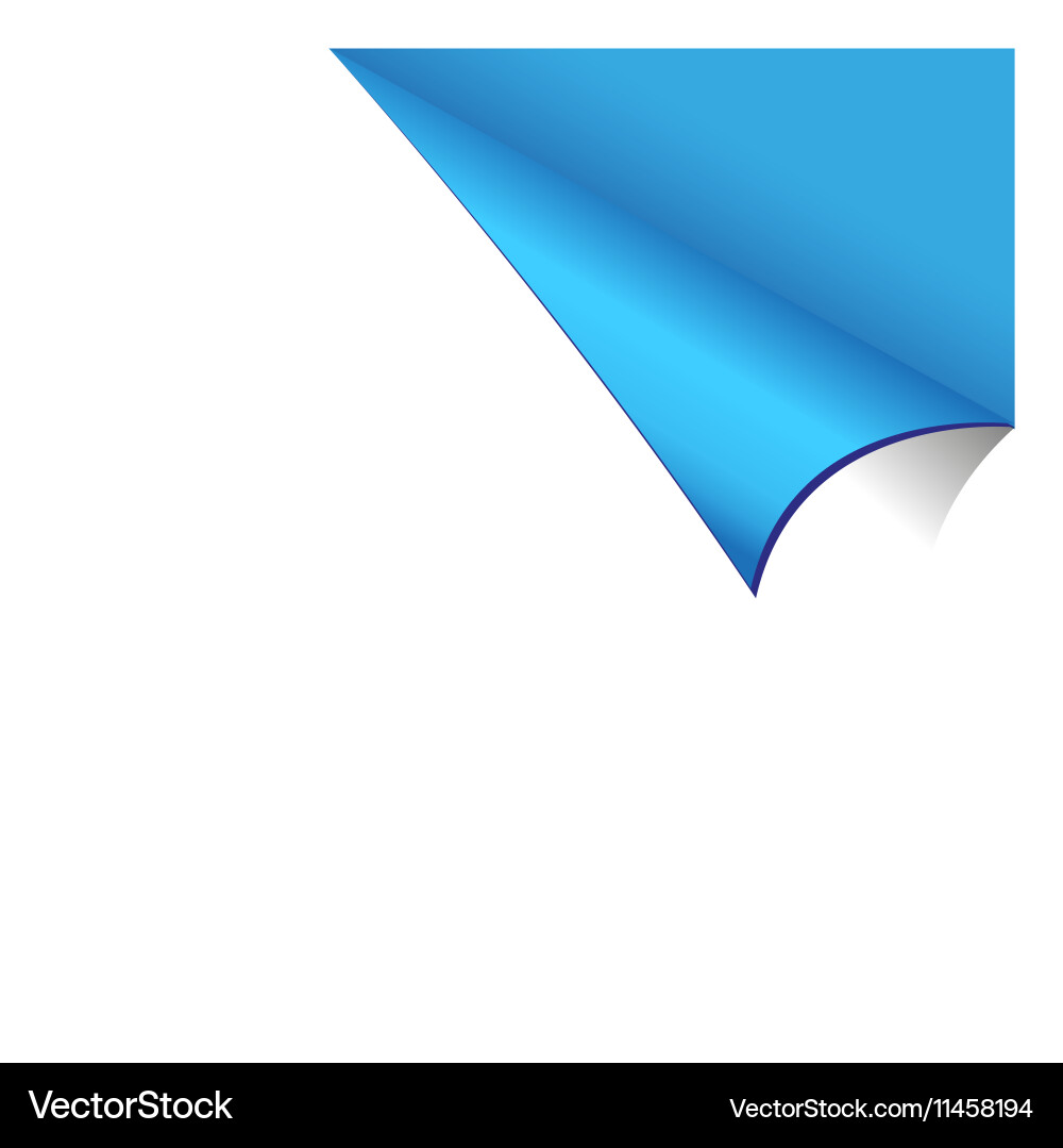 Curled white paper corner with blue background Vector Image