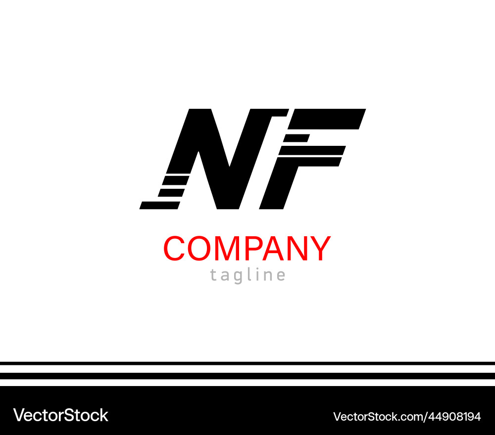 Initial letter nf logo with line and striped Vector Image
