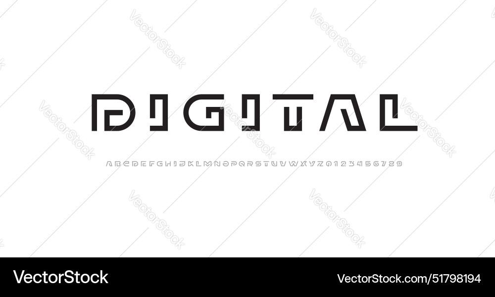 Modern font alphabet from segment line Royalty Free Vector