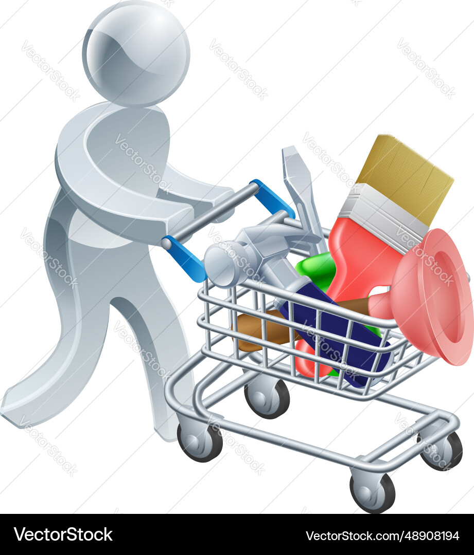 Person with tools trolley Royalty Free Vector Image