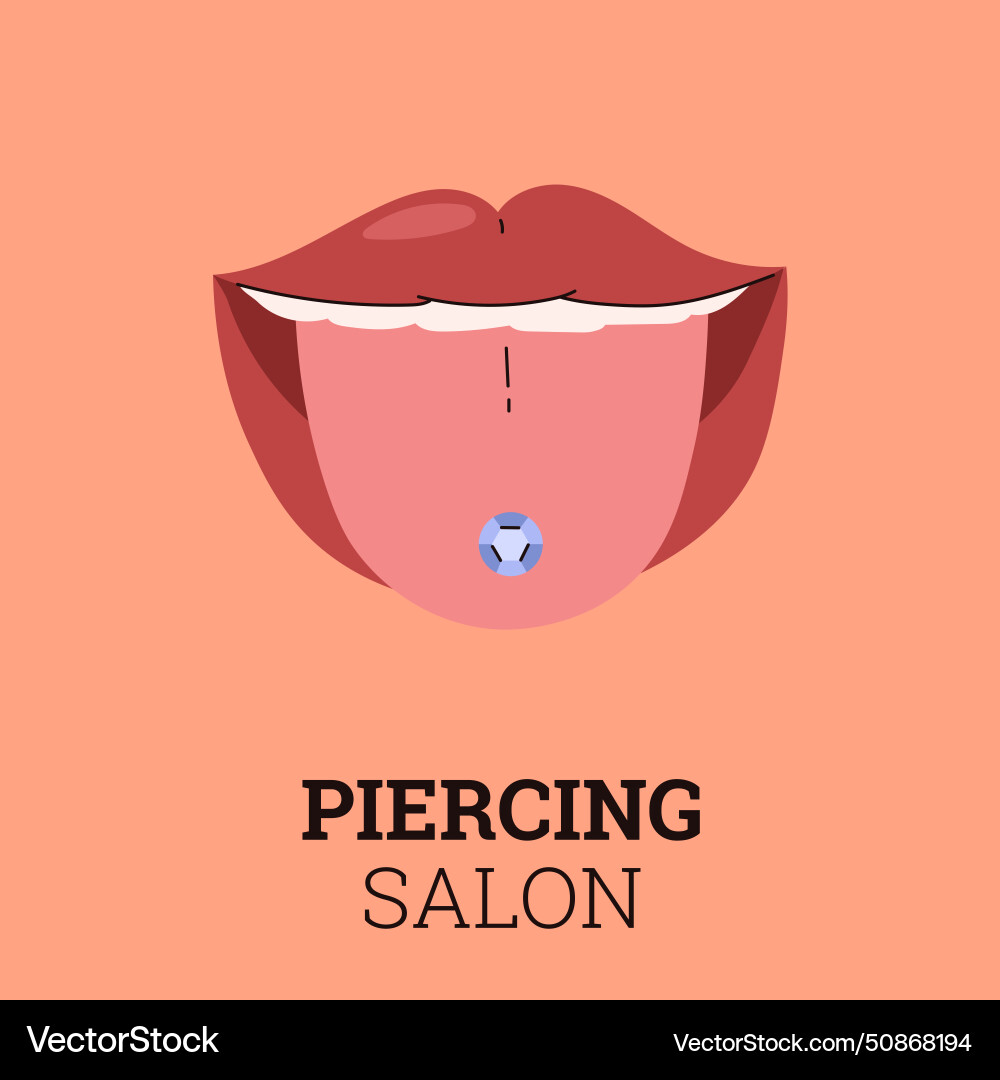Piercing salon cartoon advertisement poster Vector Image