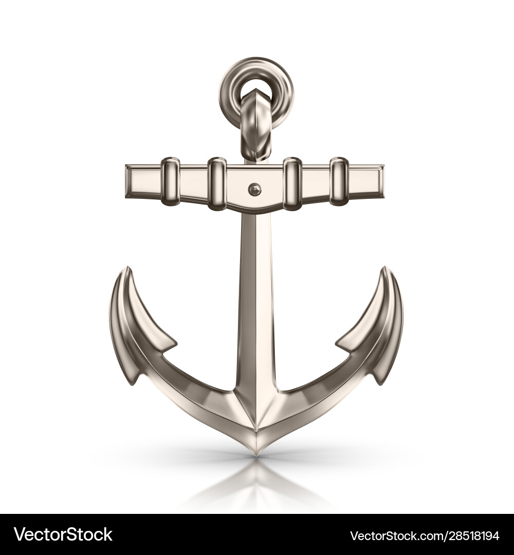 Realistic shiny anchor on white background Vector Image