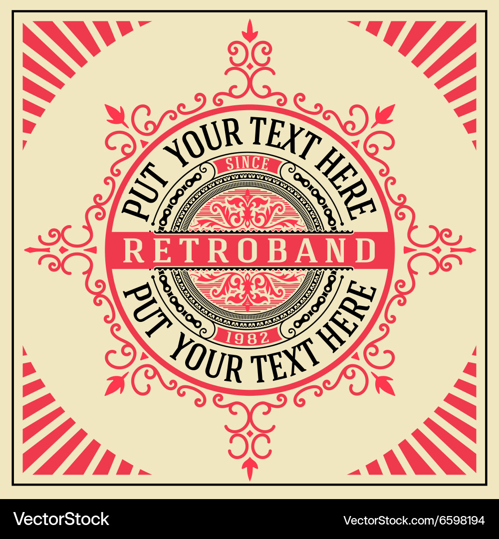 Retro card template with floral details Royalty Free Vector