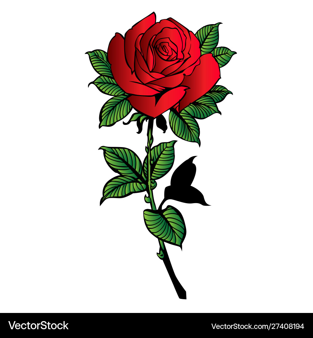 Rose flower red cartoon 01 Royalty Free Vector Image