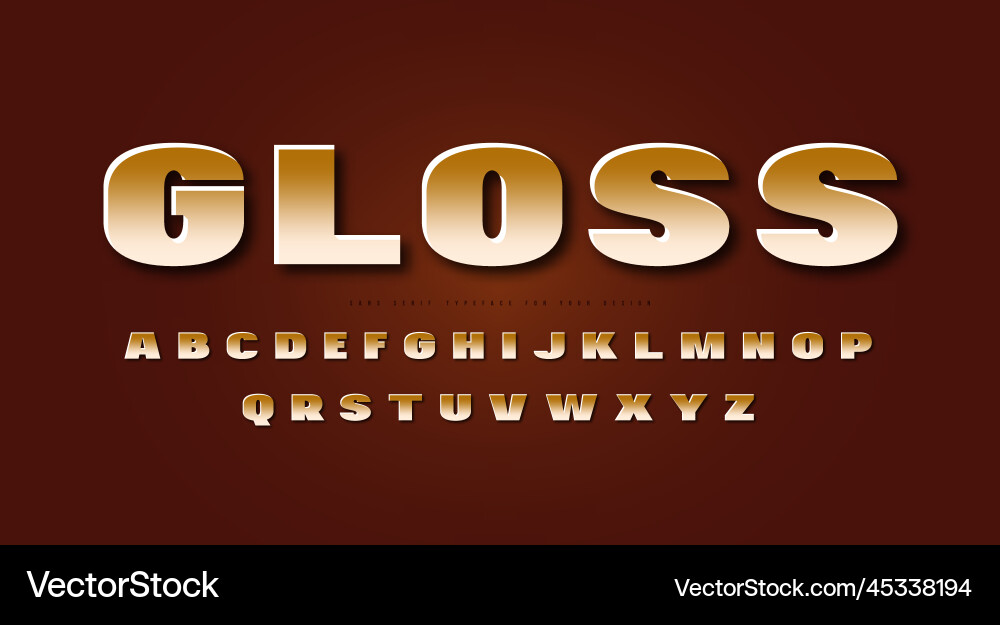 Wide golden colored bold sans serif font Vector Image