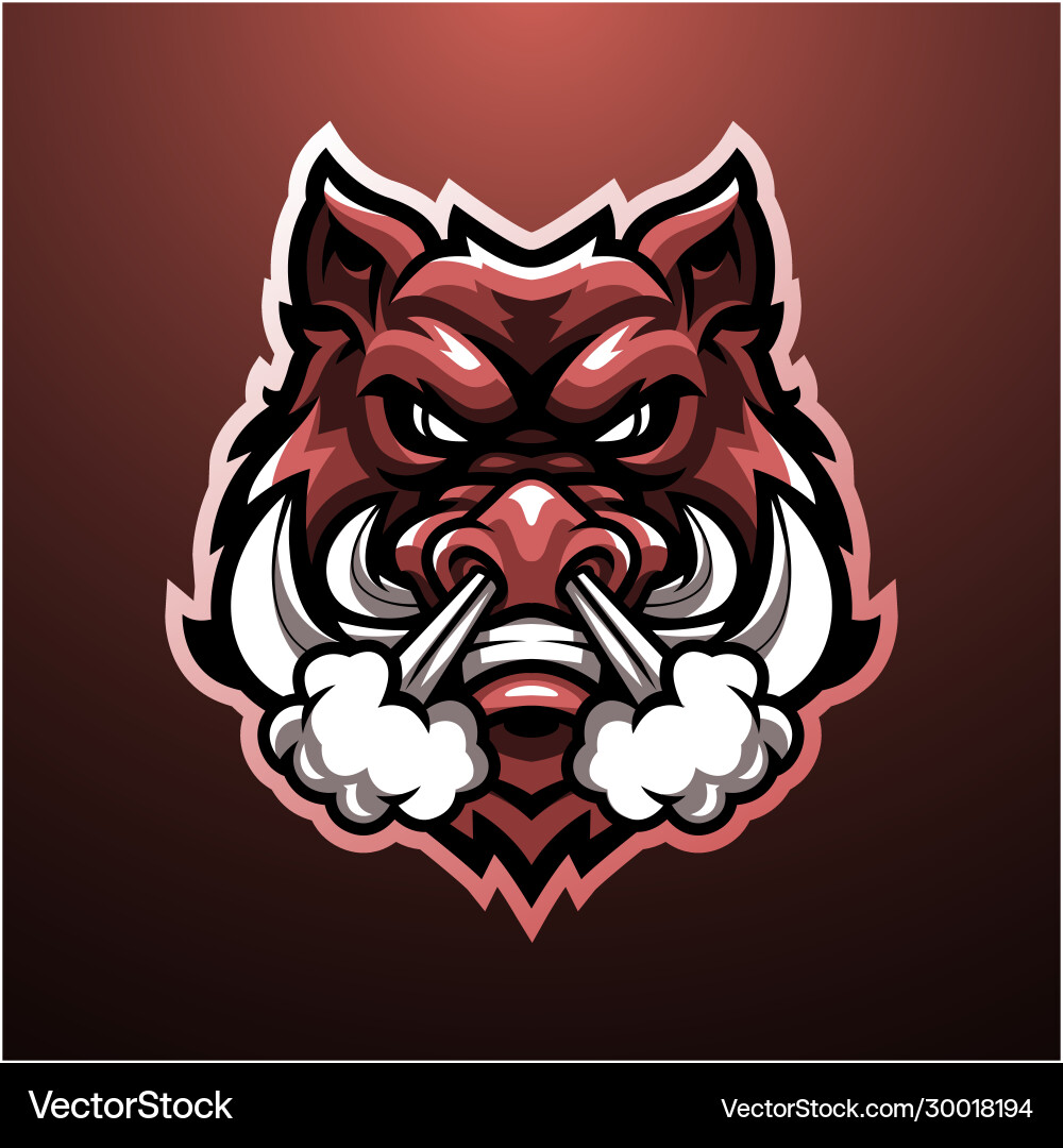 Wild boar head mascot logo Royalty Free Vector Image