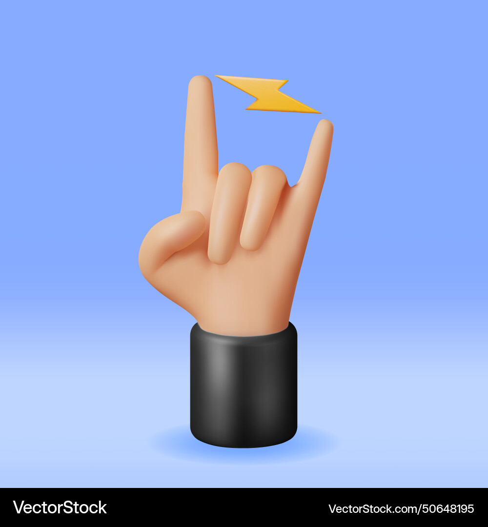 3d hand rock gesture symbol isolated Royalty Free Vector