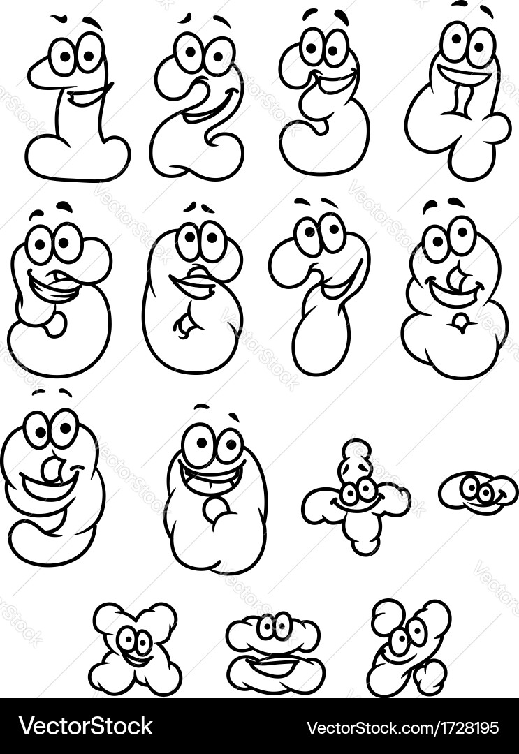 Cartoon digits and numbers set Royalty Free Vector Image