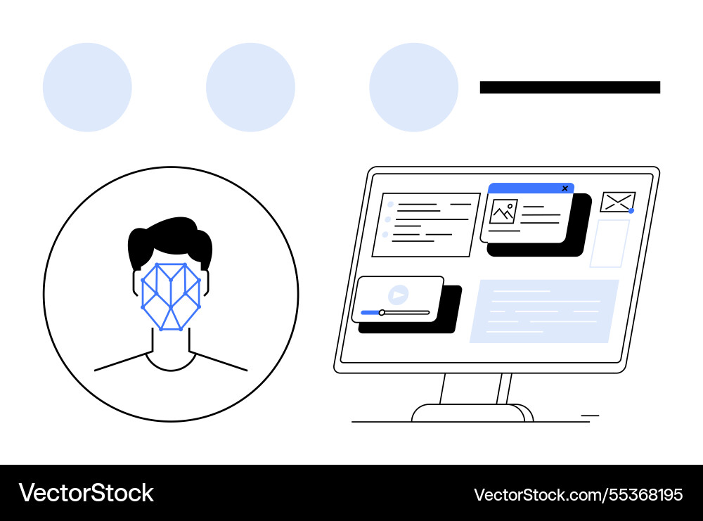 Facial recognition and digital interface Vector Image