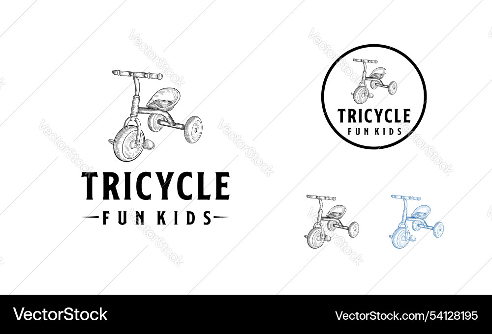 Hand drawn tricycle logo template fun Royalty Free Vector