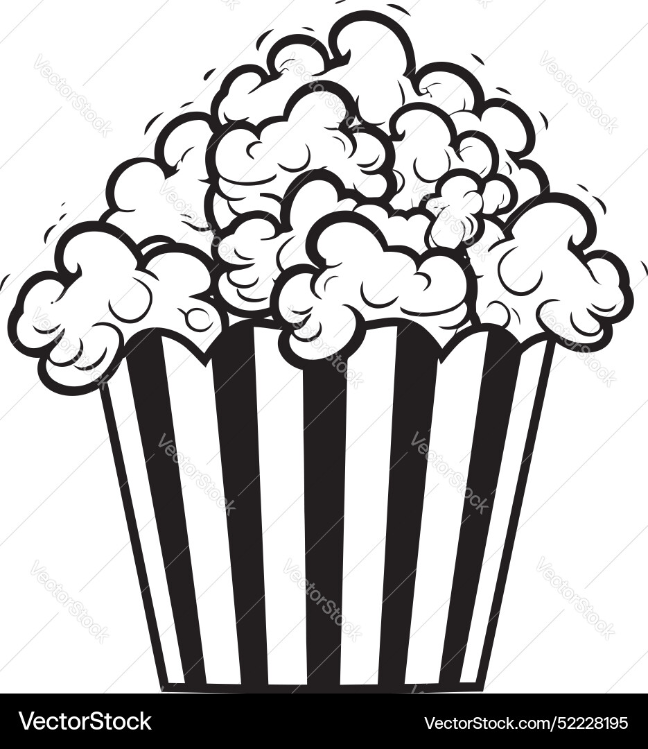 Popcorn panorama iconic black symbol Royalty Free Vector